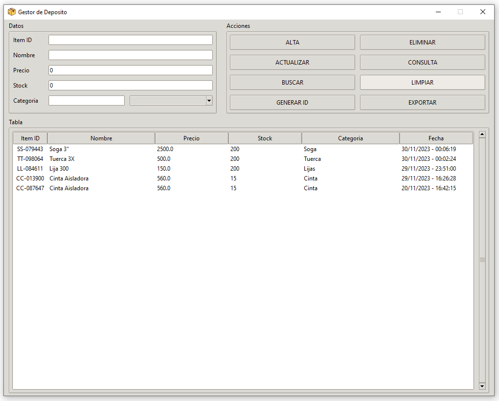 Guía de la Aplicacion — documentación de Gestor de Deposito - 1.0.0